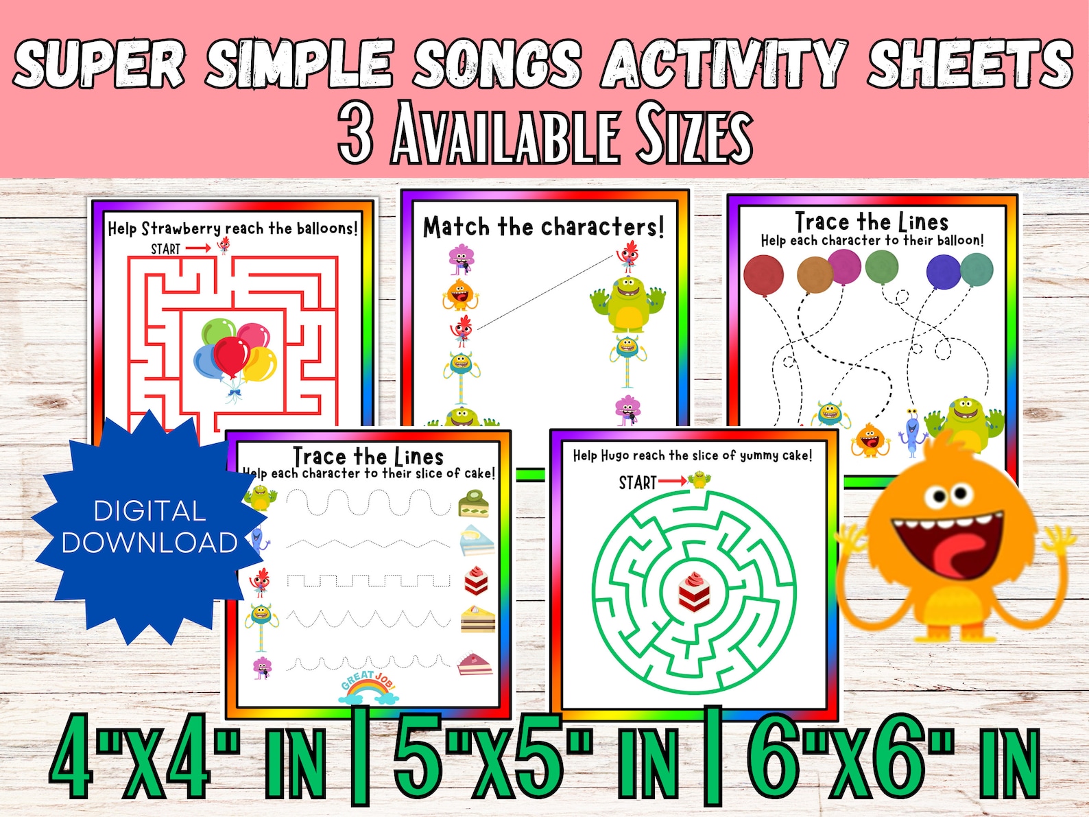 Super Simple Songs Activity Sheets: Mazes, Tracing (PDF) - Etsy