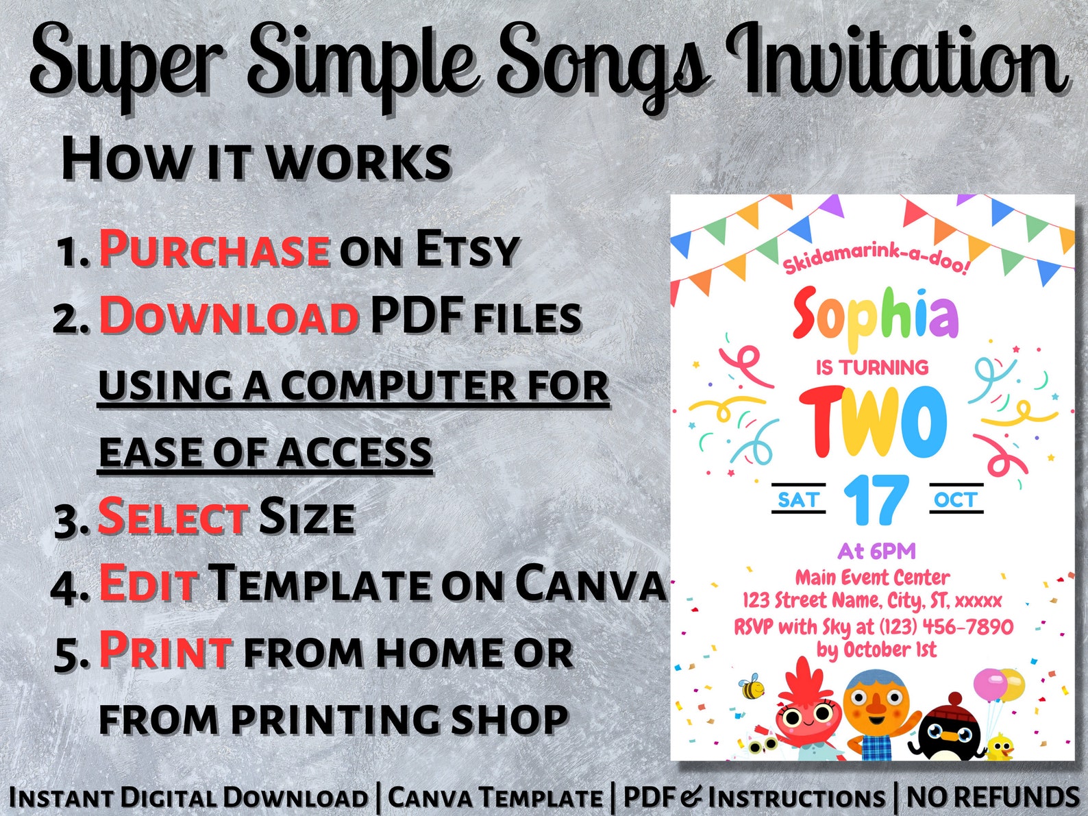 Customized Super Simple Songs Invitation FREEBIE Print and - Etsy