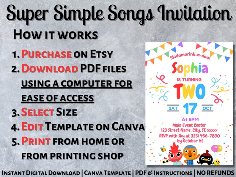 Customized Super Simple Songs Invitation FREEBIE Print and - Etsy
