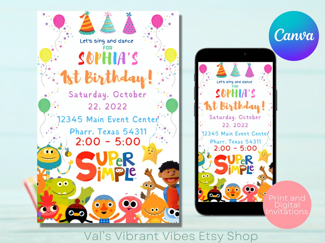 Customized Super Simple Songs Invitation Print and Digital - Etsy