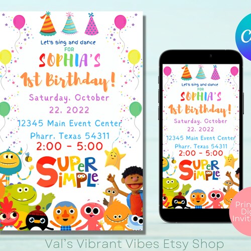 Customized Super Simple Songs Invitation Print and Digital - Etsy
