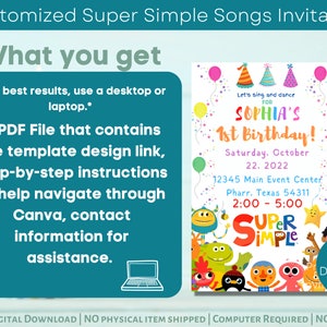 Customized Super Simple Songs Invitation Print and Digital Invites ...