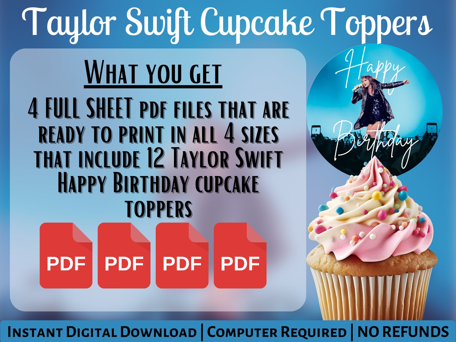 Printable Taylor Swift Cupcake Toppers Taylor Swift Birthday - Etsy