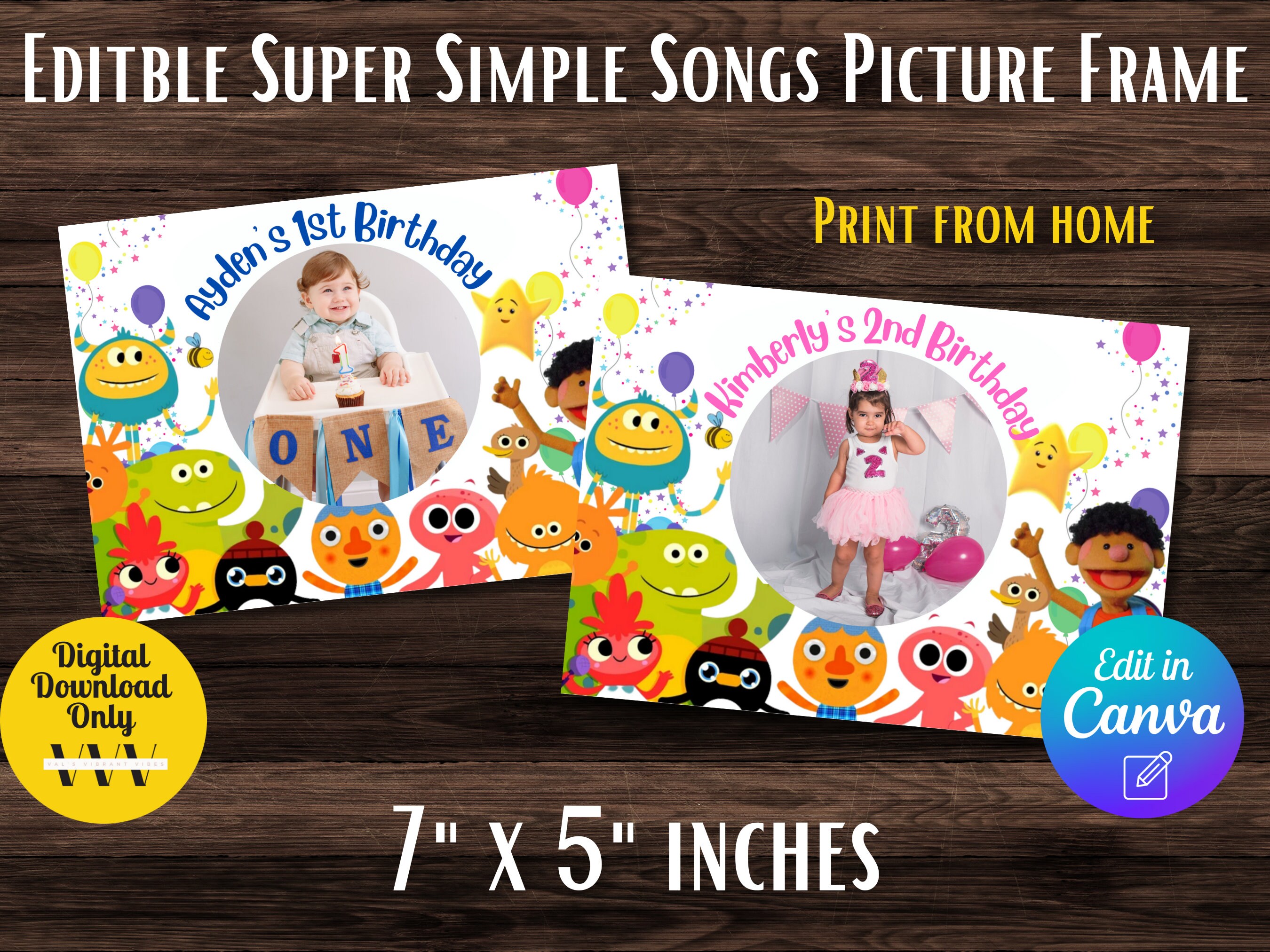 Super Simple Songs Picture Frame: Editable Birthday Party Favor ...