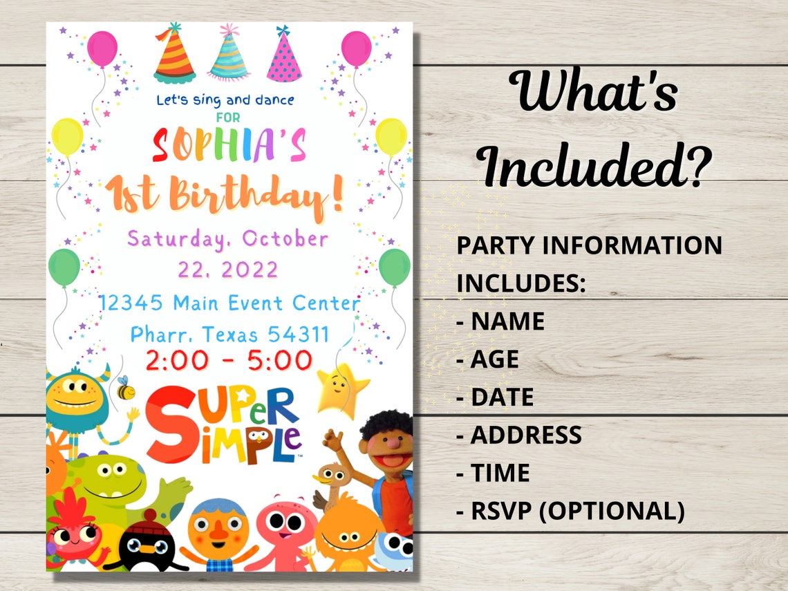 Customized Super Simple Songs Invitation Print and Digital - Etsy
