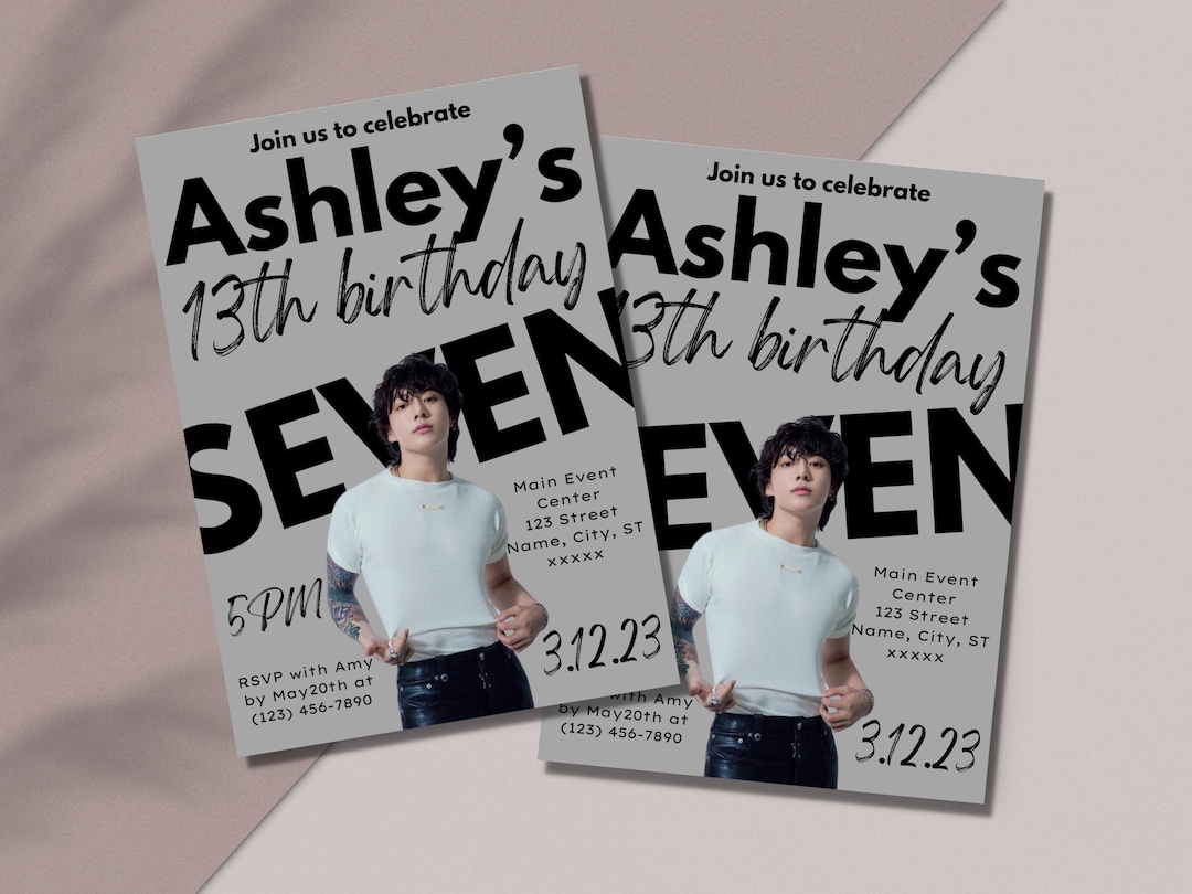 BTS Jungkook Birthday Card | Kpop Party Printable | Custom BTS ...