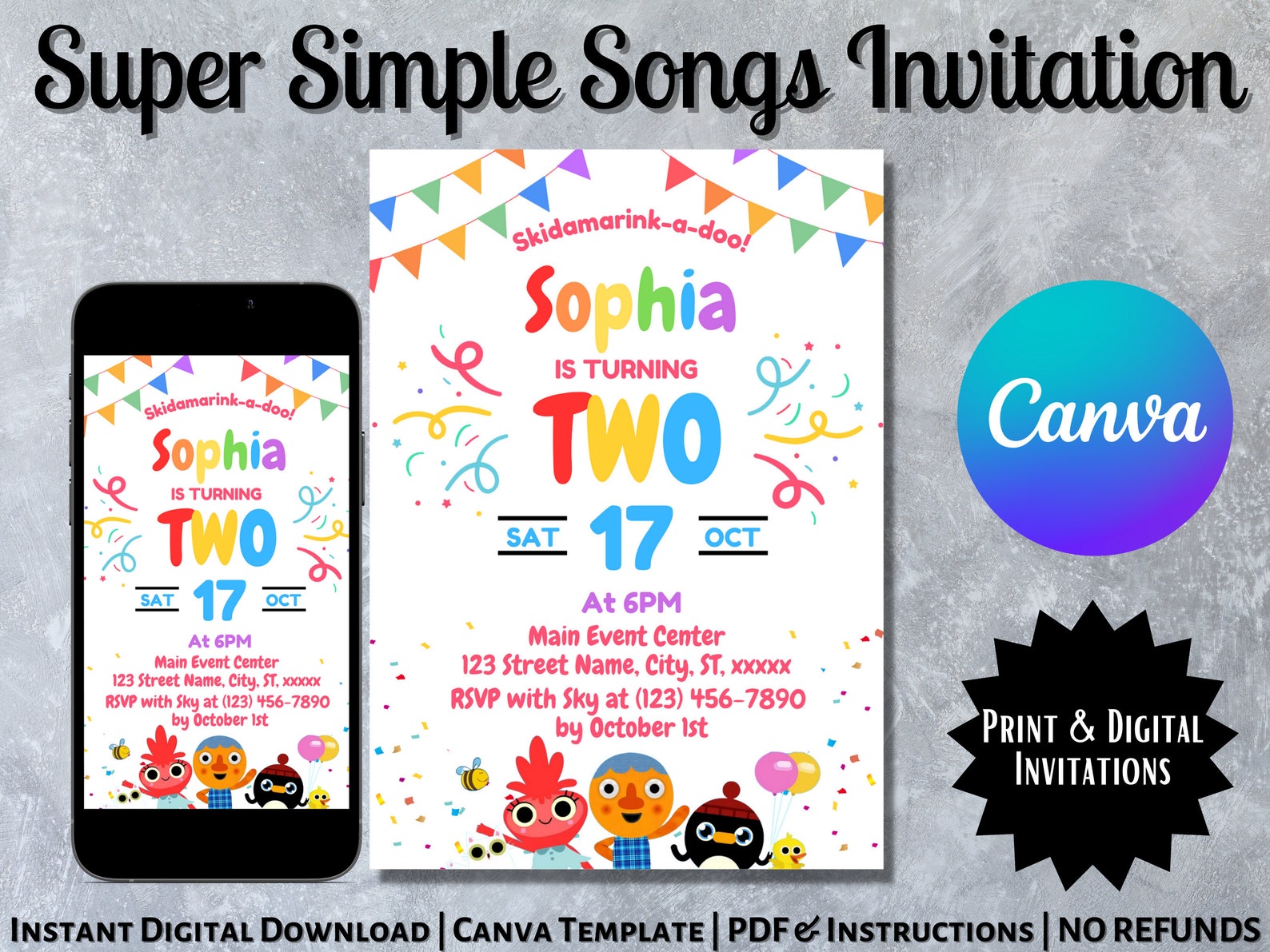 Customized Super Simple Songs Invitation FREEBIE Print and - Etsy