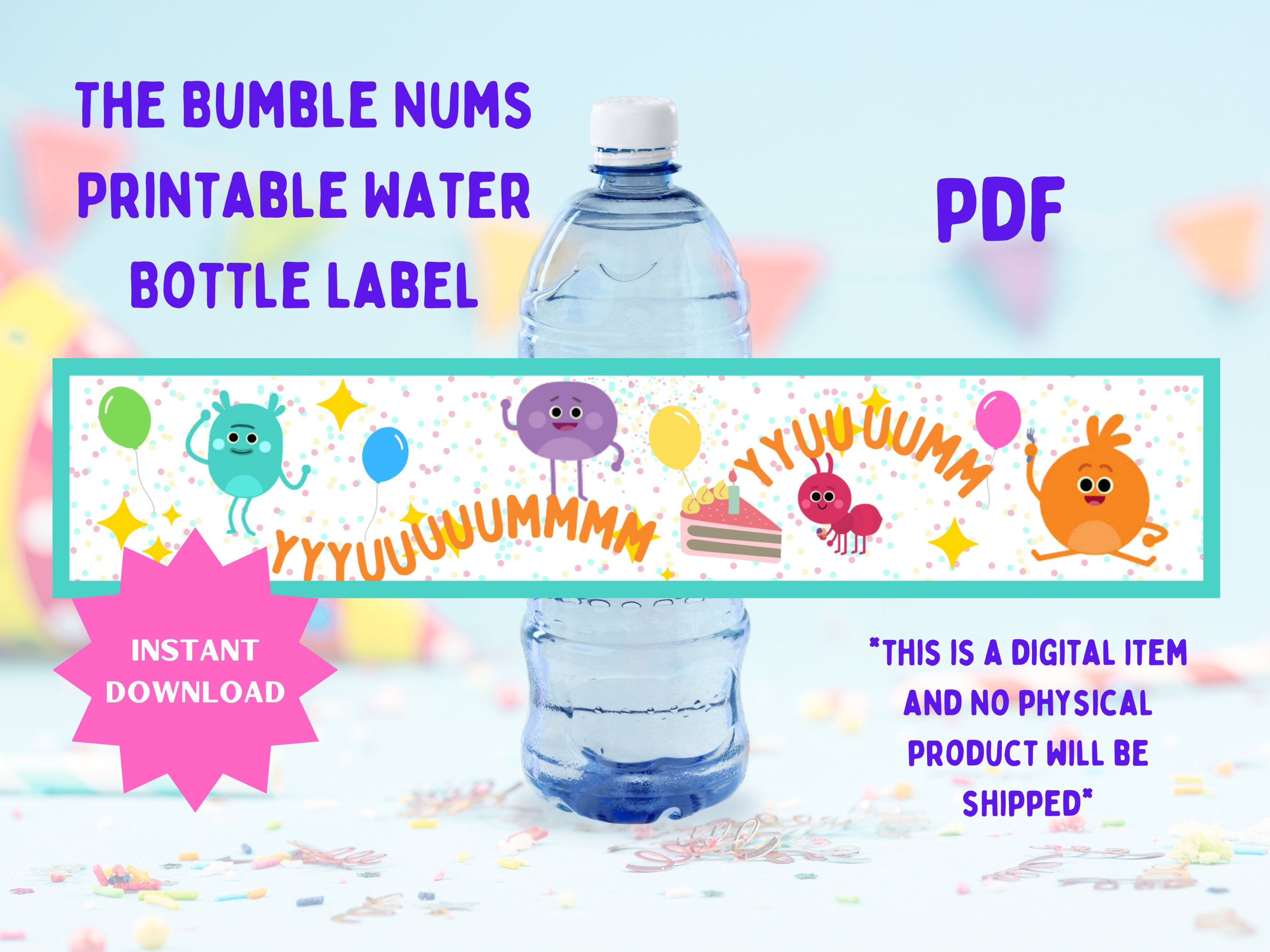 The Bumble Nums Printable Water Bottle Label Boys and Girls - Etsy