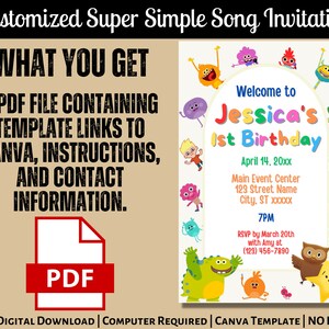 Super Simple Songs Birthday Invitation: Editable Canva Template ...