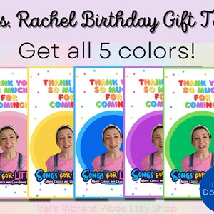 Ms. Rachel Birthday Gift Tags: Printable Party Favors (PDF) - Etsy