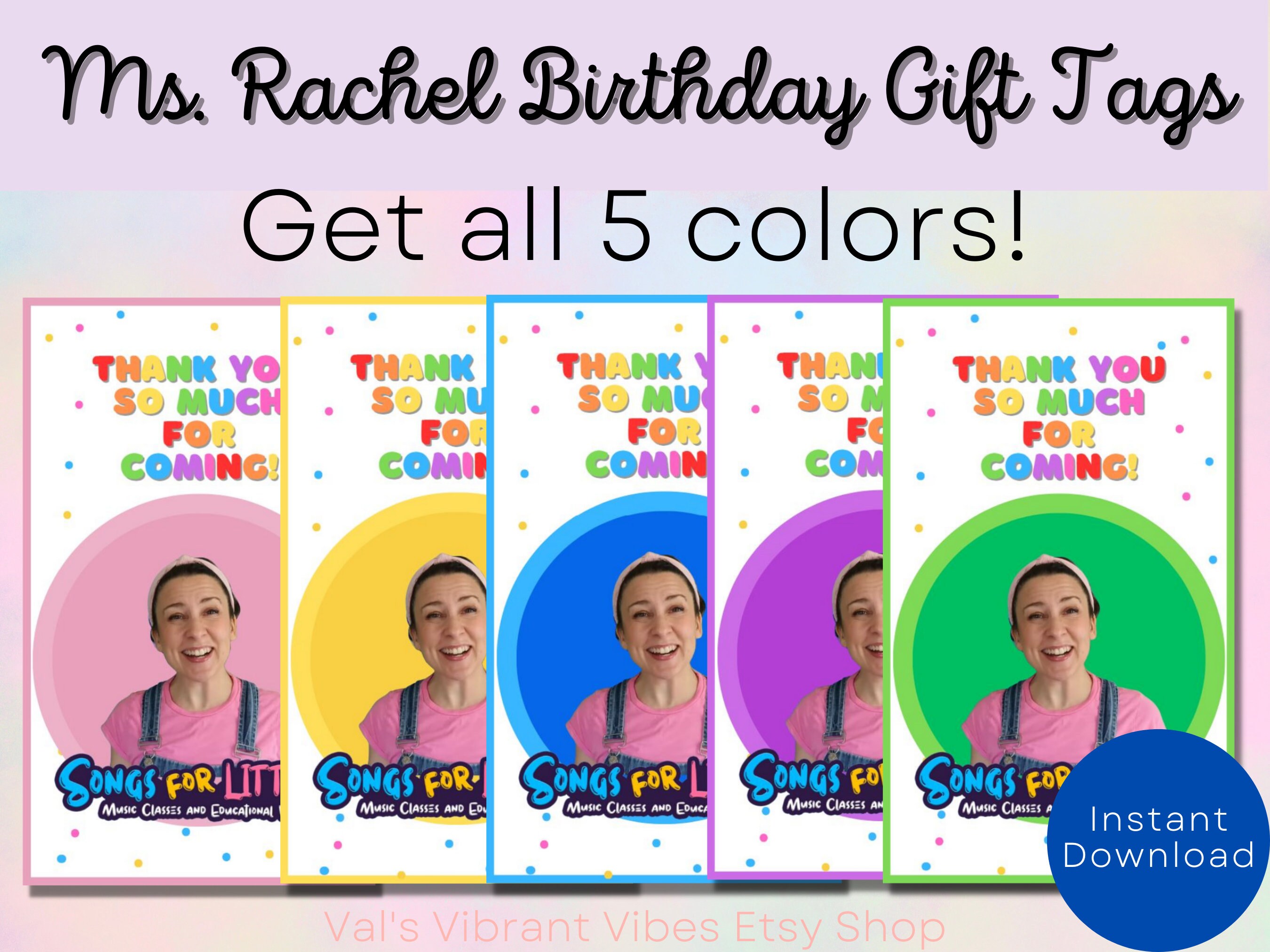 Ms. Rachel Birthday Gift Tags: Printable Party Favors (PDF) - Etsy UK