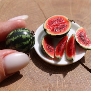 Watermelon Set Miniature Watermelon Fruit Clay Mini Fruit Dollhouse ...
