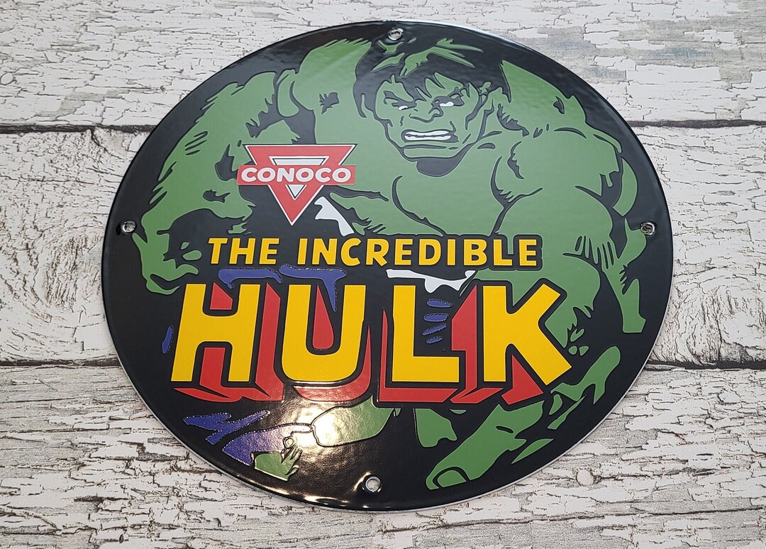 Vintage Conoco Gasoline Porcelain the Hulk Gas & Motor Oil Service ...