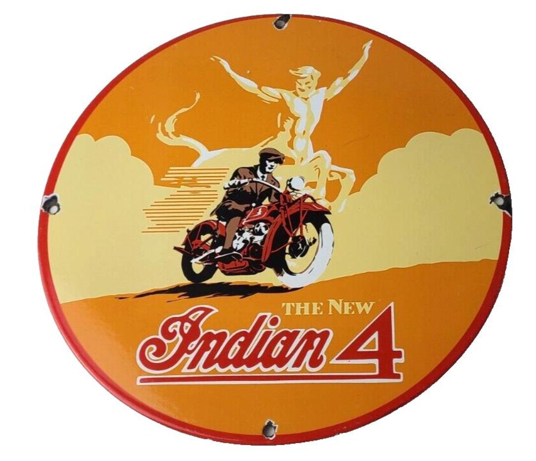 Vintage Indian Motorcycles Sign - Gas Pump Service Station Porcelain ...