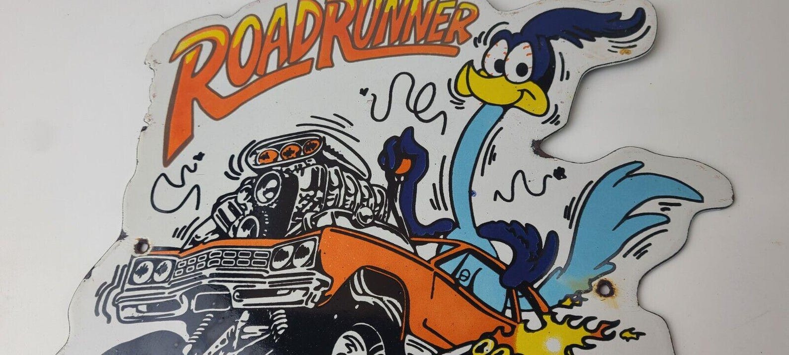 Vintage Rat Fink Porcelain Sign - Plymouth Road Runner Hot Rod Gas Pump ...