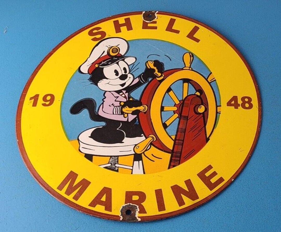 Vintage Shell Gasoline Sign - Felix Gas Pump Service Automobile Motor ...