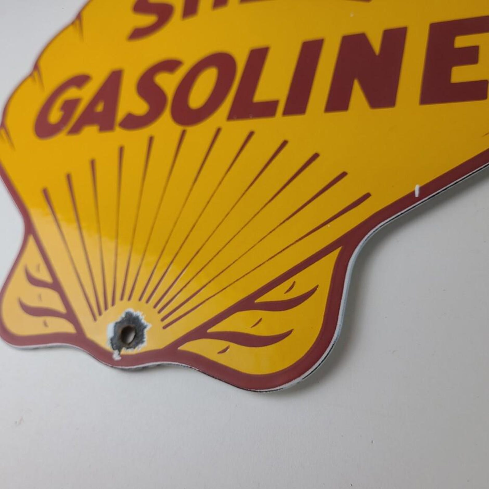Vintage Shell Gasoline Sign - Clam Shell Porcelain Gas Pump Service ...