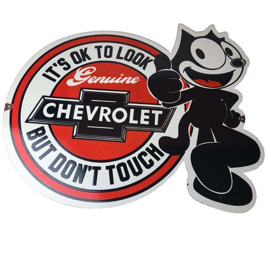 Vintage Large Chevrolet Sign - Felix the Cat Advertisement Gas ...