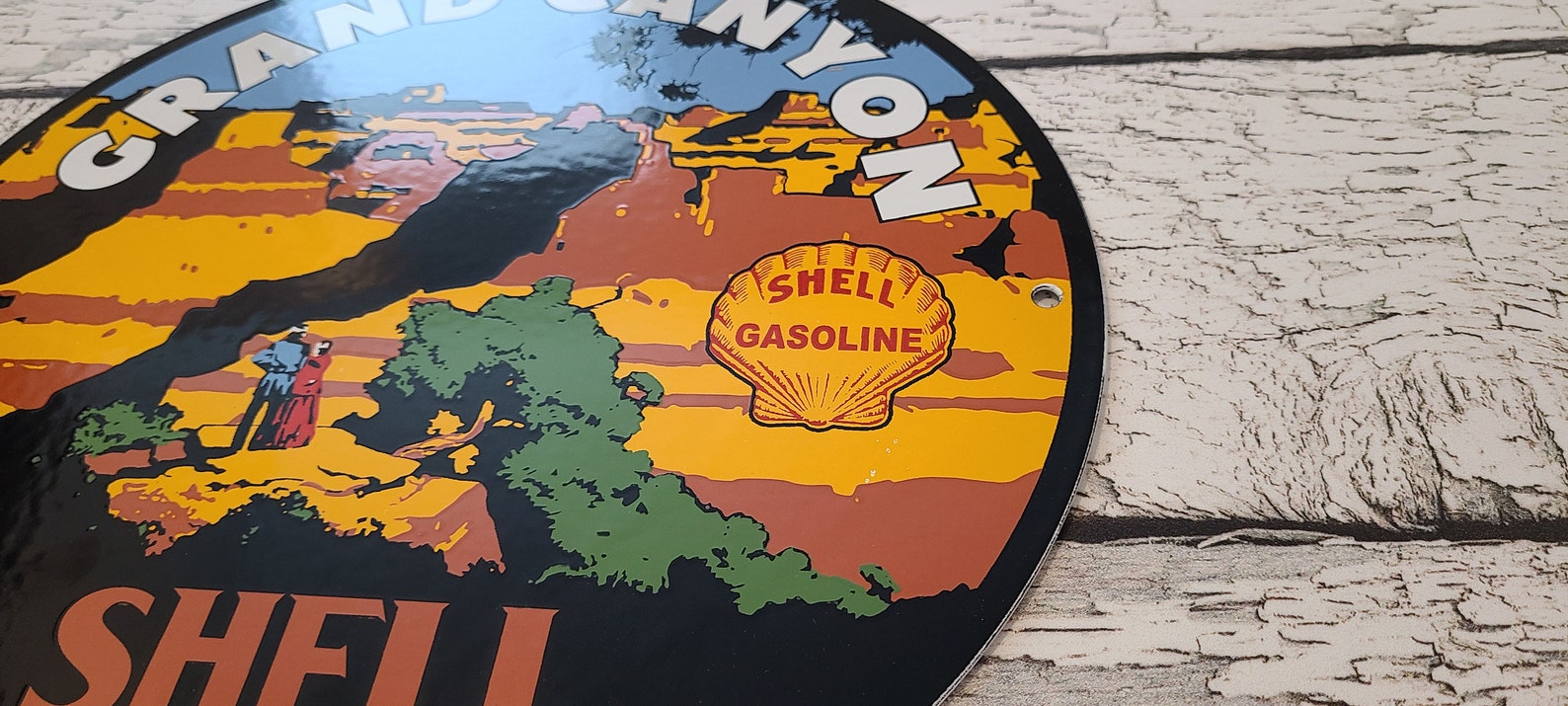 Vintage Shell Gasoline Porcelain Grand Canyon Gas & Motor Oil Service ...