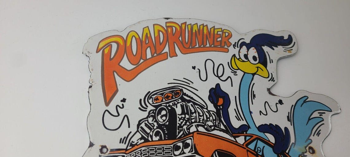 Vintage Rat Fink Porcelain Sign - Plymouth Road Runner Hot Rod Gas Pump ...
