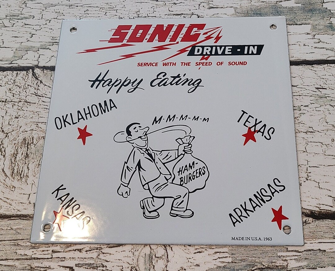 Vintage Sonic Drive in Fast Food Porcelain Gas Service Station ...