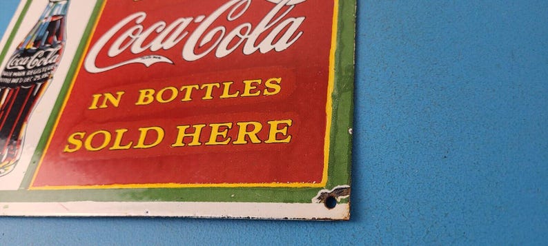 Coca Cola Porcelain Sign Vintage - Service Beverage Bottle Gas Pump ...