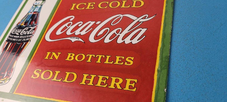 Coca Cola Porcelain Sign Vintage - Service Beverage Bottle Gas Pump ...