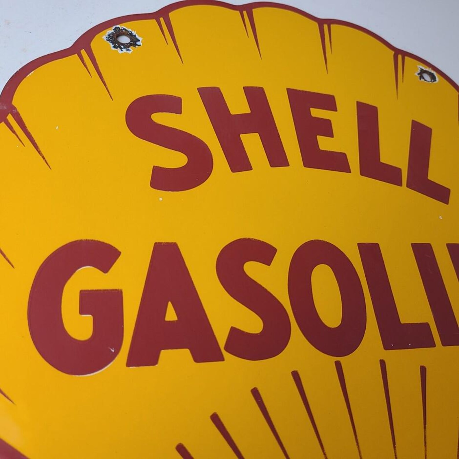 Vintage Shell Gasoline Sign - Clam Shell Porcelain Gas Pump Service ...