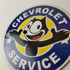 Vintage Chevrolet Porcelain Sign - Chevy Felix the Cat Service Gas Pump ...