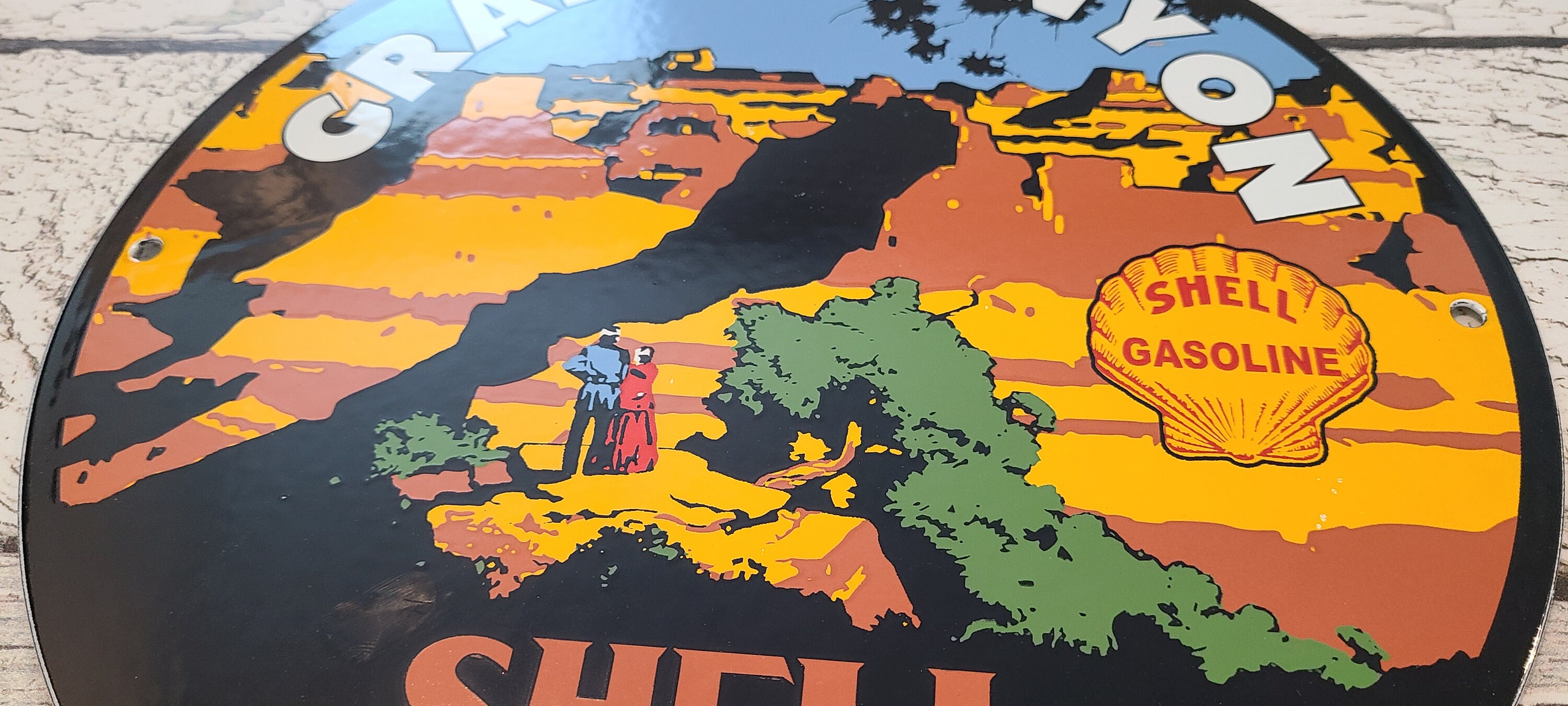 Vintage Shell Gasoline Porcelain Grand Canyon Gas & Motor Oil Service ...