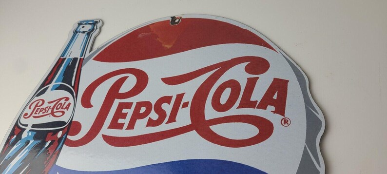 Vintage Pepsi Porcelain Sign - Ice Cold Beverage Drink Cola Gas Service ...