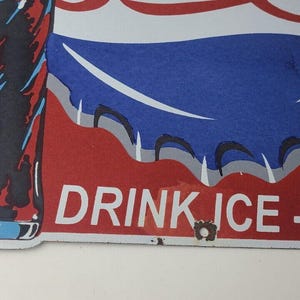 Vintage Pepsi Porcelain Sign - Ice Cold Beverage Drink Cola Gas Service ...