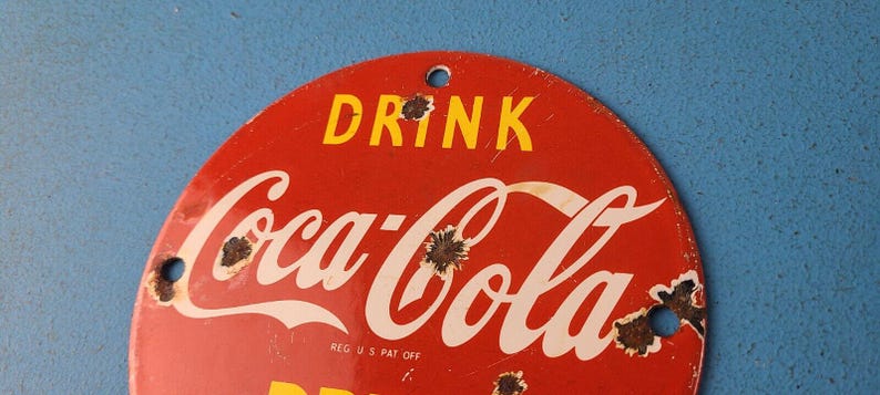 Vintage Coca Cola Porcelain Glass Bottles Gas Soda Beverage Service ...