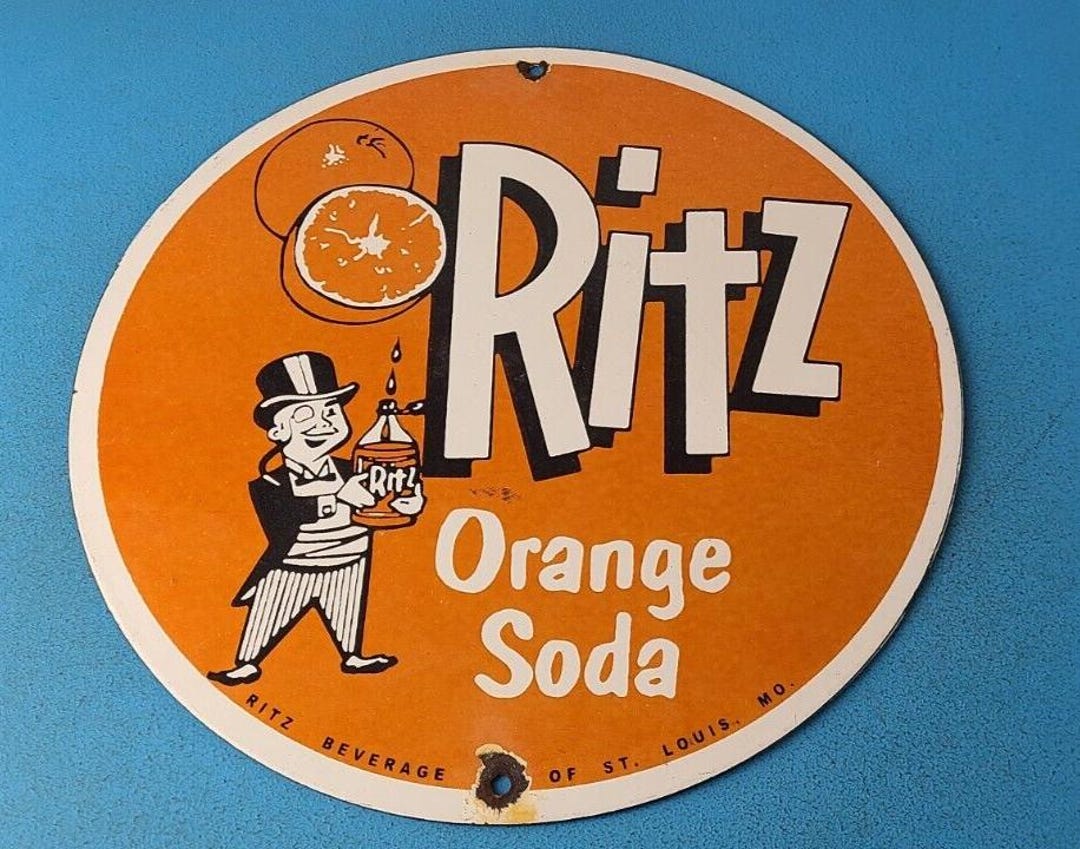 Vintage Orange Soda Sign - Ritz Drink Carbonated Porcelain Gas Oil Pump ...
