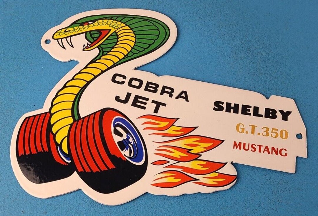 Vintage Ford Motors Sign - Cobra Jet Sales Service Shelby Mustang ...