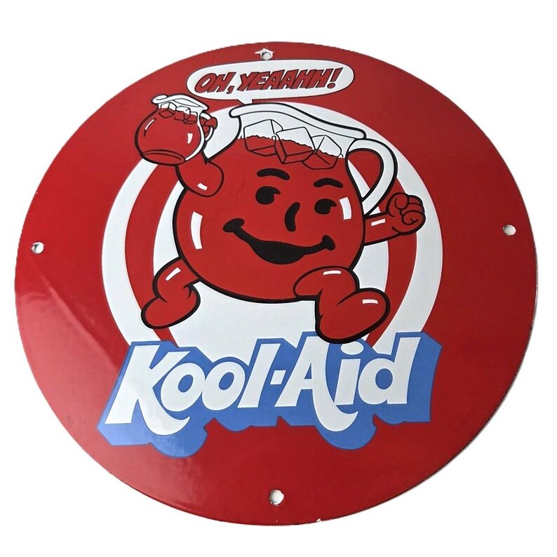 Vintage Kool Aid Sign - Fruit Beverage Mix Powder Porcelain Gas Station ...