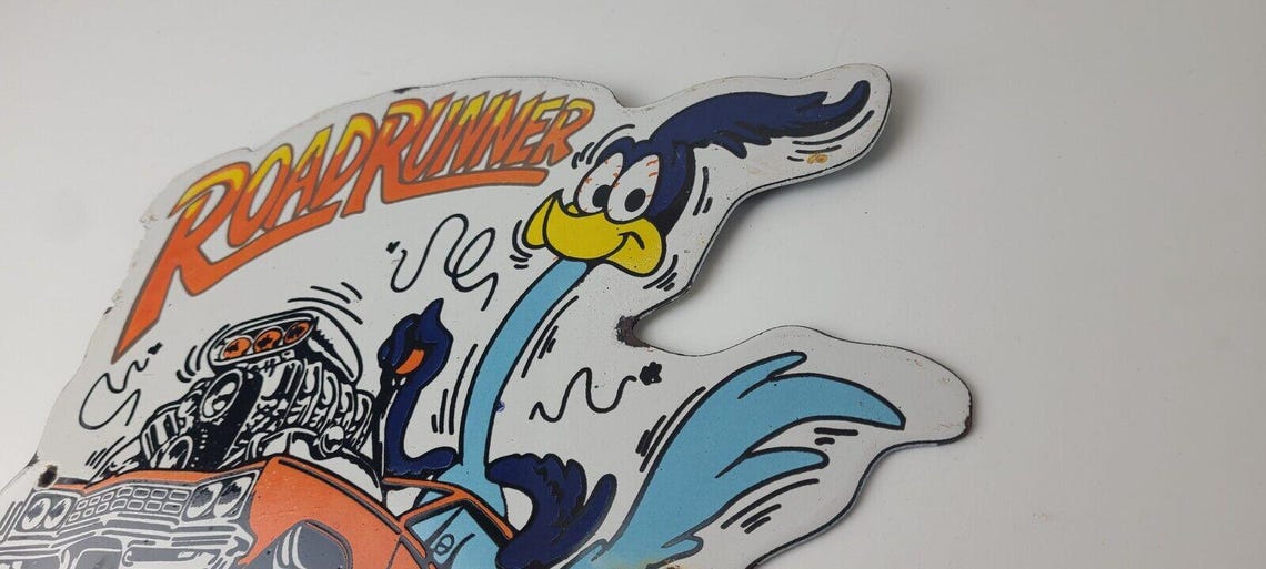 Vintage Rat Fink Porcelain Sign - Plymouth Road Runner Hot Rod Gas Pump ...