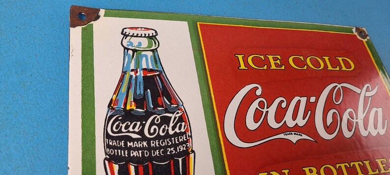 Coca Cola Porcelain Sign Vintage - Service Beverage Bottle Gas Pump ...