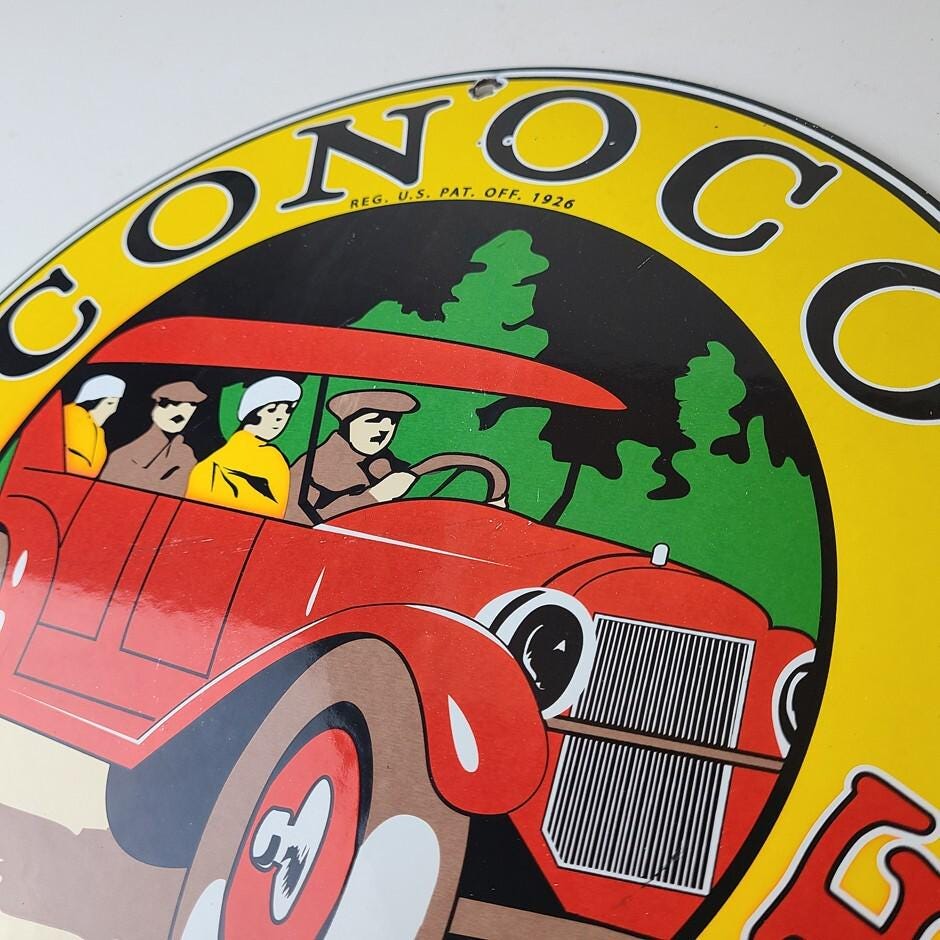 Vintage Conoco Gasoline Porcelain Sign - Automobile Gas Service ...