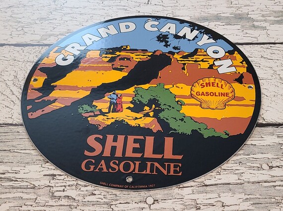 Vintage Shell Gasoline Porcelain Grand Canyon Gas & Motor Oil - Etsy