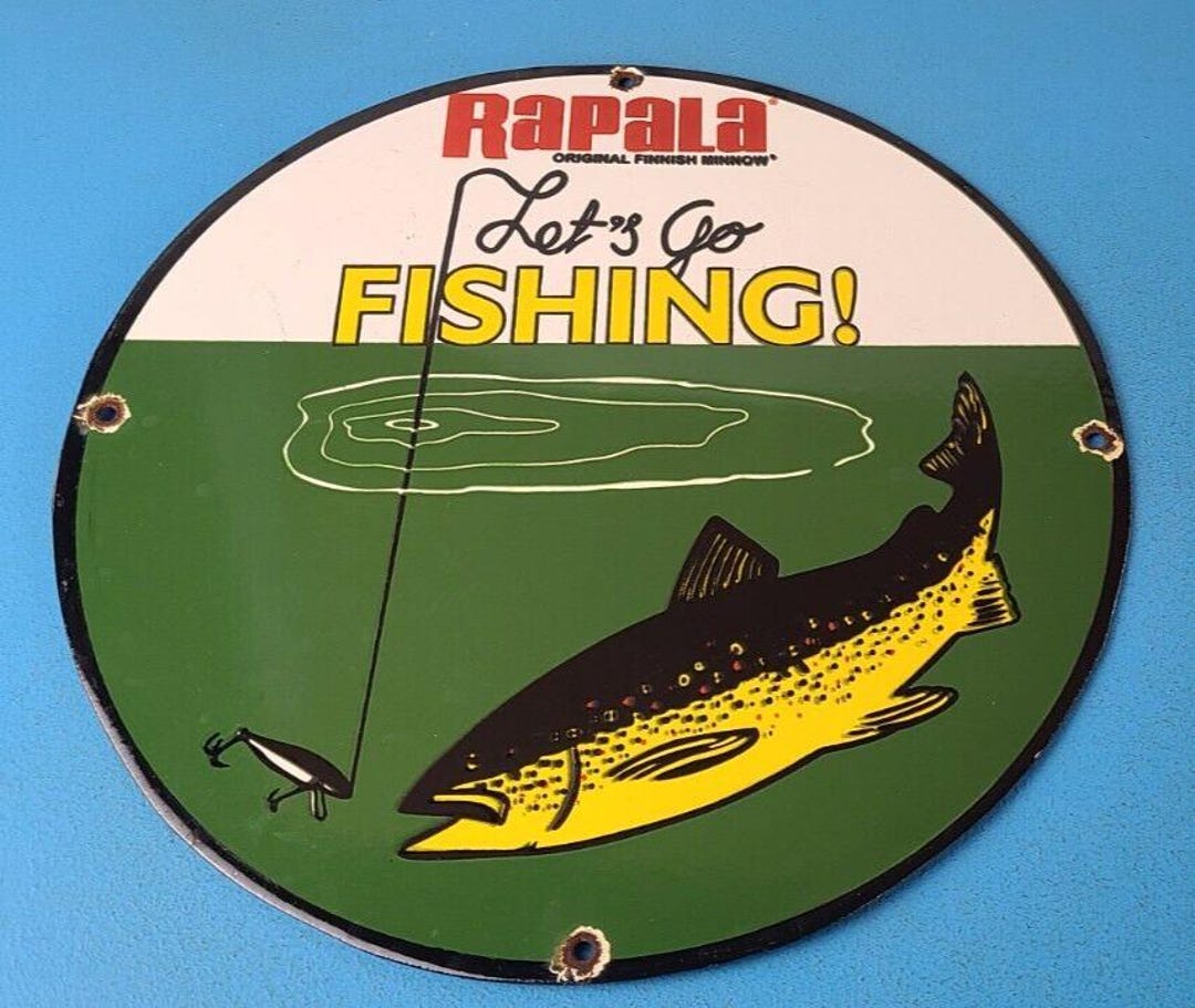 Vintage Rapala Fishing Lures Ad Sign - Porcelain Gas Pump Plate Sign - Etsy