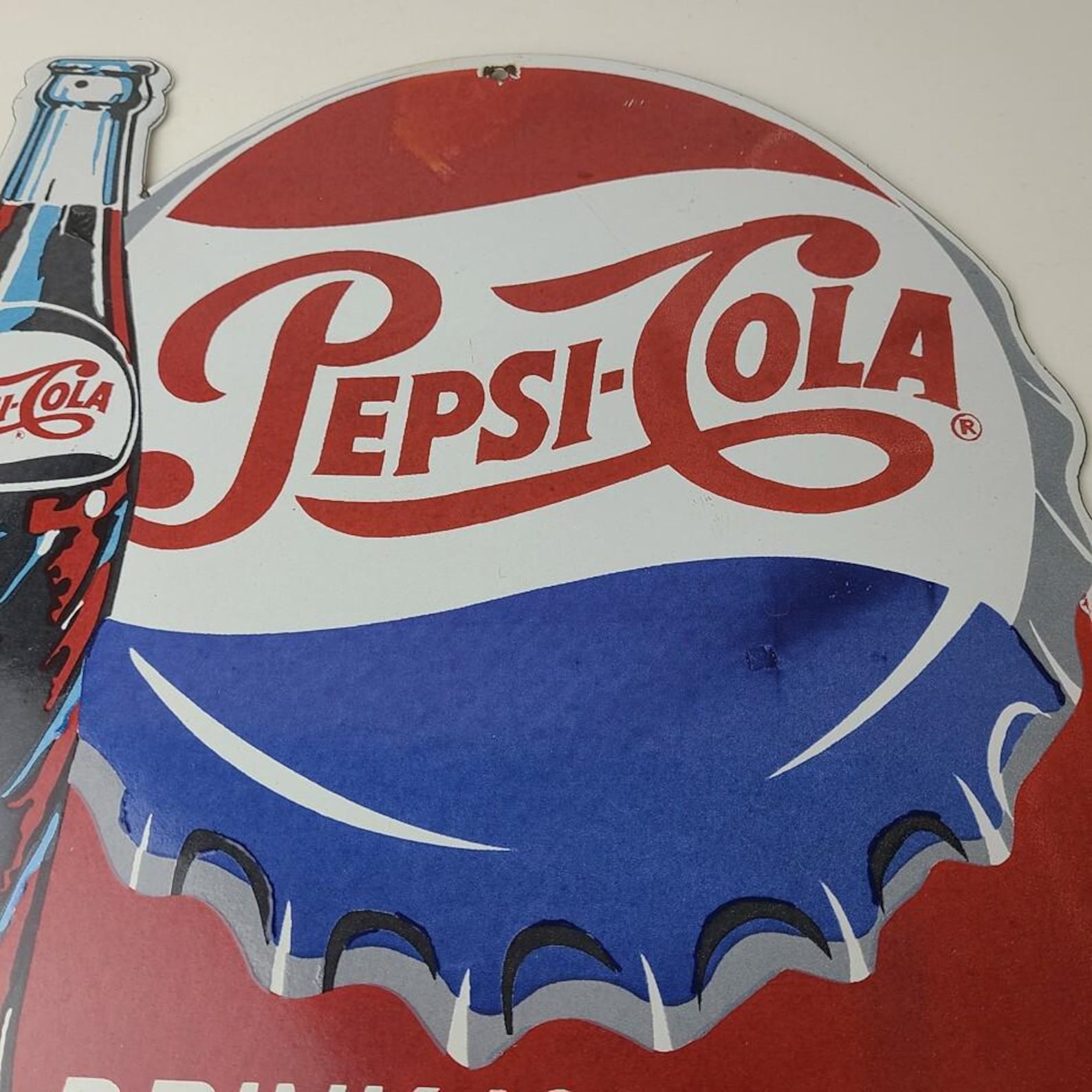 Vintage Pepsi Porcelain Sign - Ice Cold Beverage Drink Cola Gas Service ...
