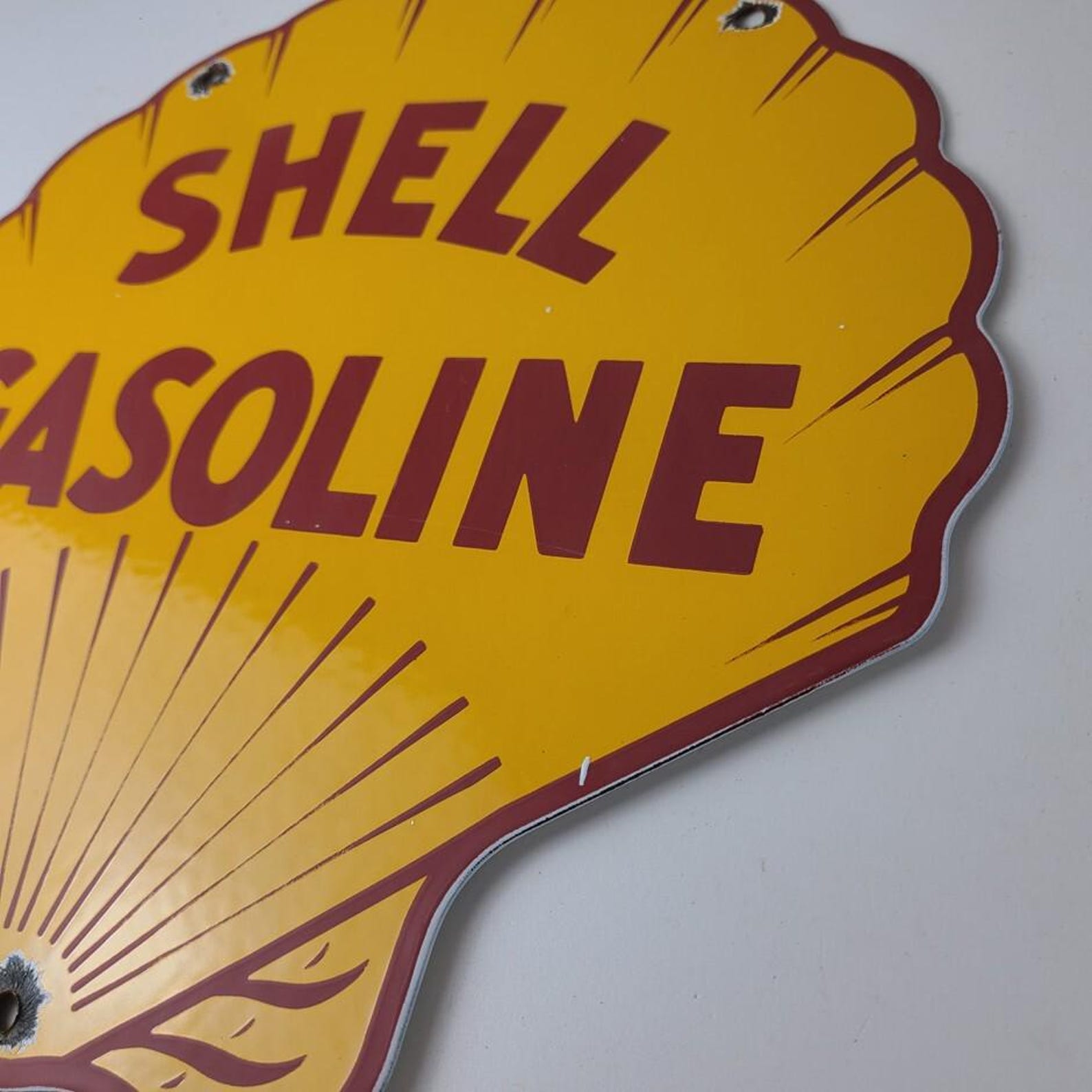 Vintage Shell Gasoline Sign - Clam Shell Porcelain Gas Pump Service ...