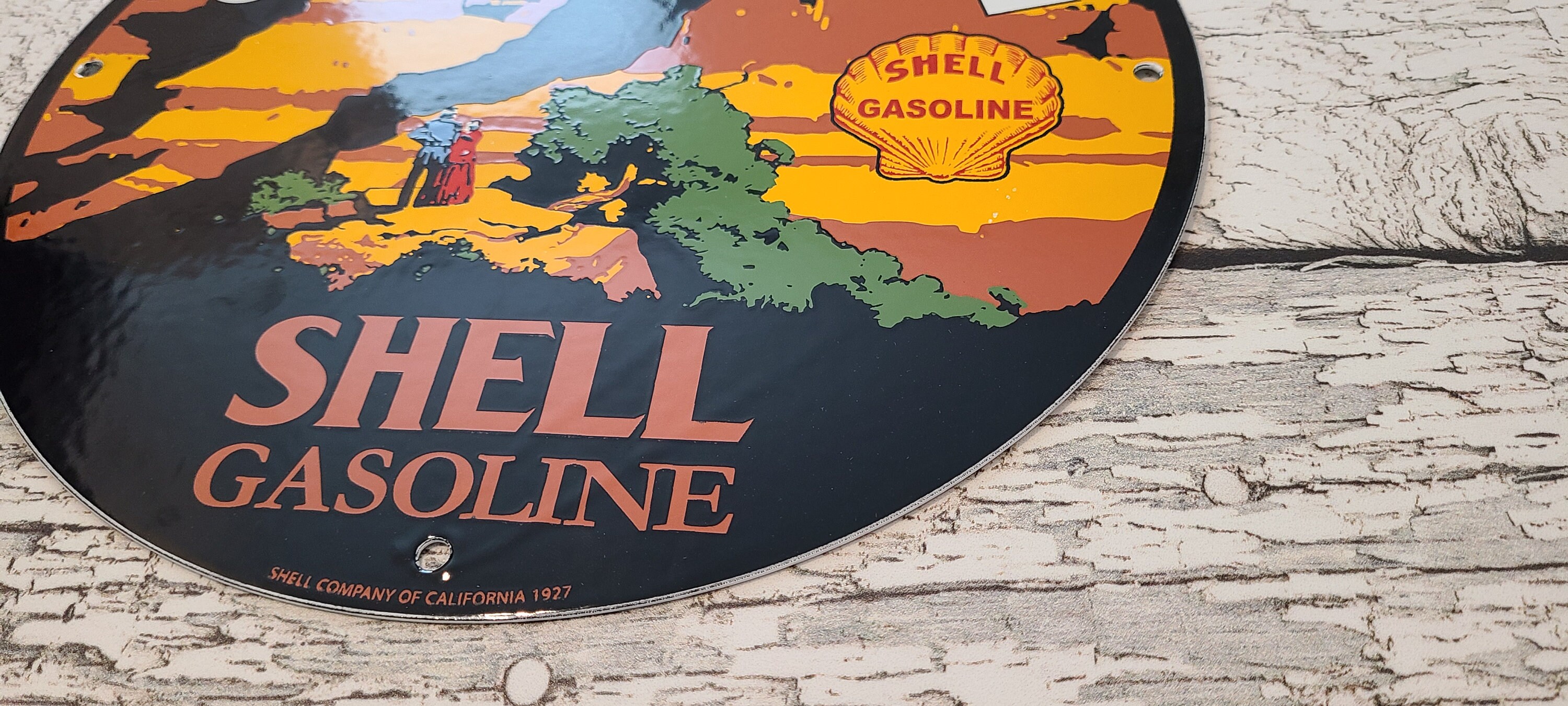 Vintage Shell Gasoline Porcelain Grand Canyon Gas & Motor Oil Service ...