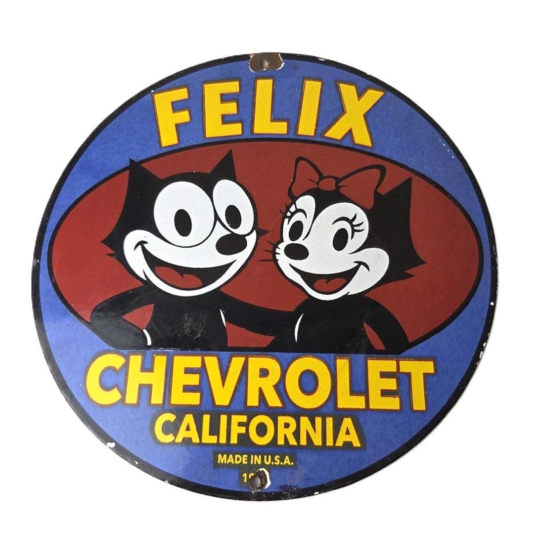 Vintage Chevrolet Porcelain Sign - Service Gas Pump Chevy Felix the Cat ...