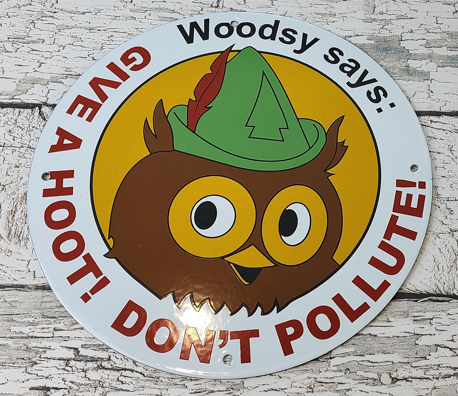 Vintage Woodsy the Owl Porcelain National Park Stop Pollution Gas Pump ...