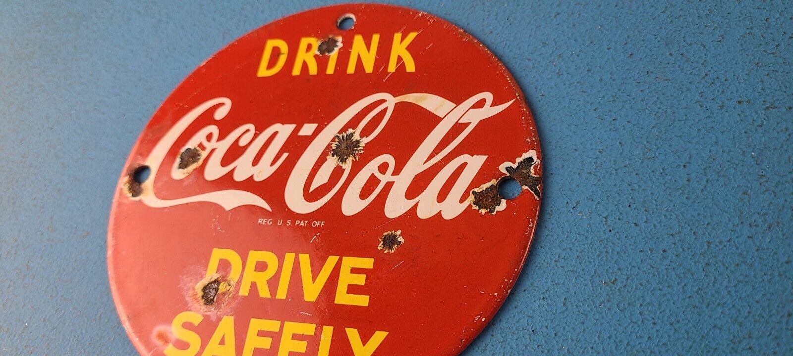 Vintage Coca Cola Porcelain Glass Bottles Gas Soda Beverage Service ...