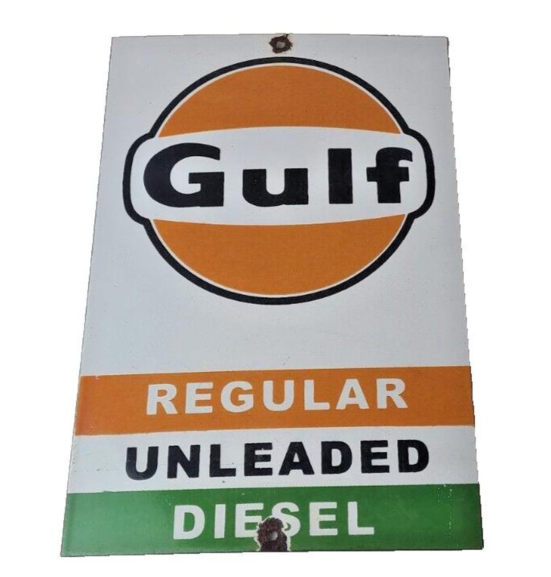 Vintage Gulf Gasoline Sign - Porcelain Octane Type Gas Pump Service ...