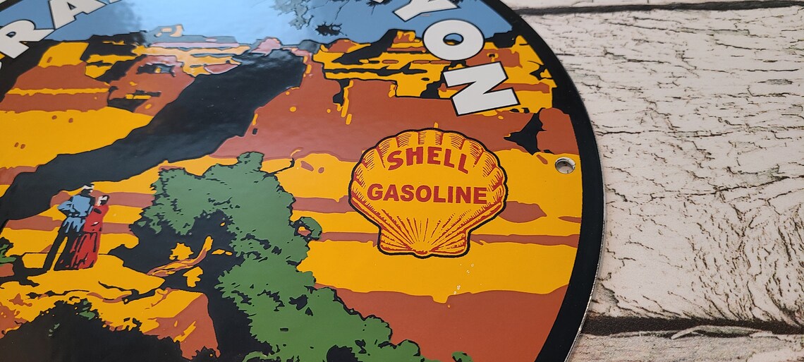 Vintage Shell Gasoline Porcelain Grand Canyon Gas & Motor Oil - Etsy