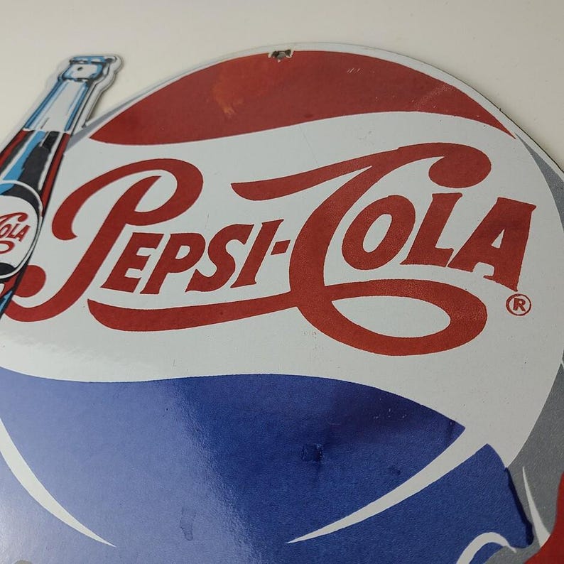 Vintage Pepsi Porcelain Sign - Ice Cold Beverage Drink Cola Gas Service ...